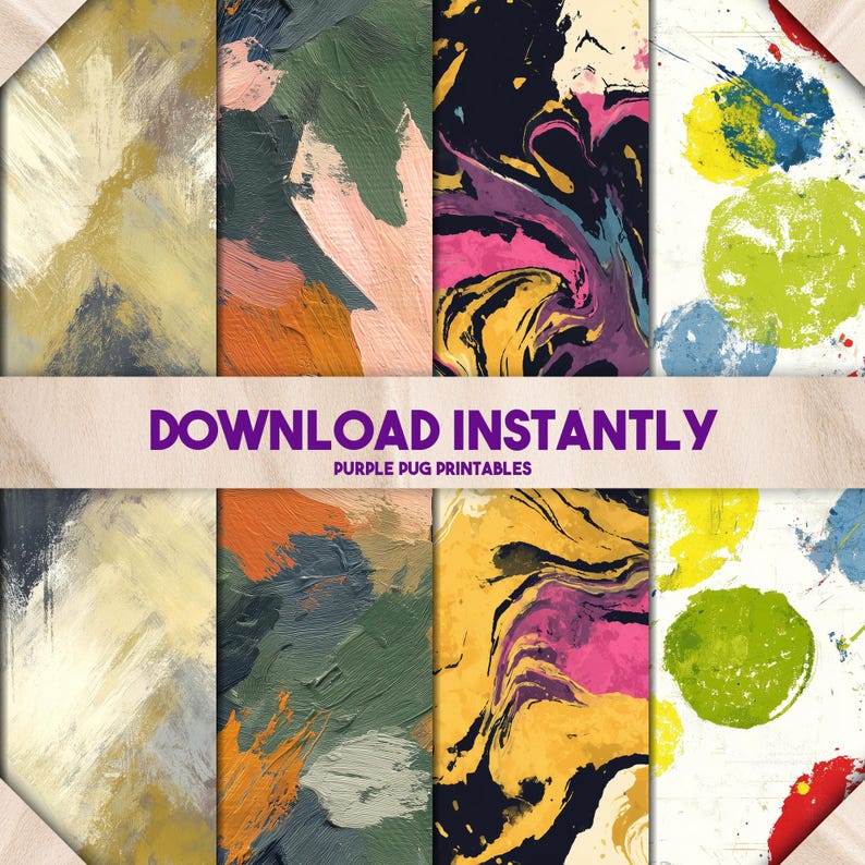 Splatter and Sway - Seamless Abstract Painterly Digital Paper, Mixed ...