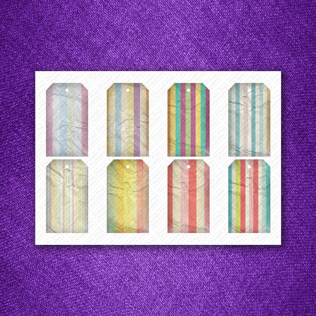 Striped Pattern Tags Printable Paper Tags for Junk Journals - Etsy