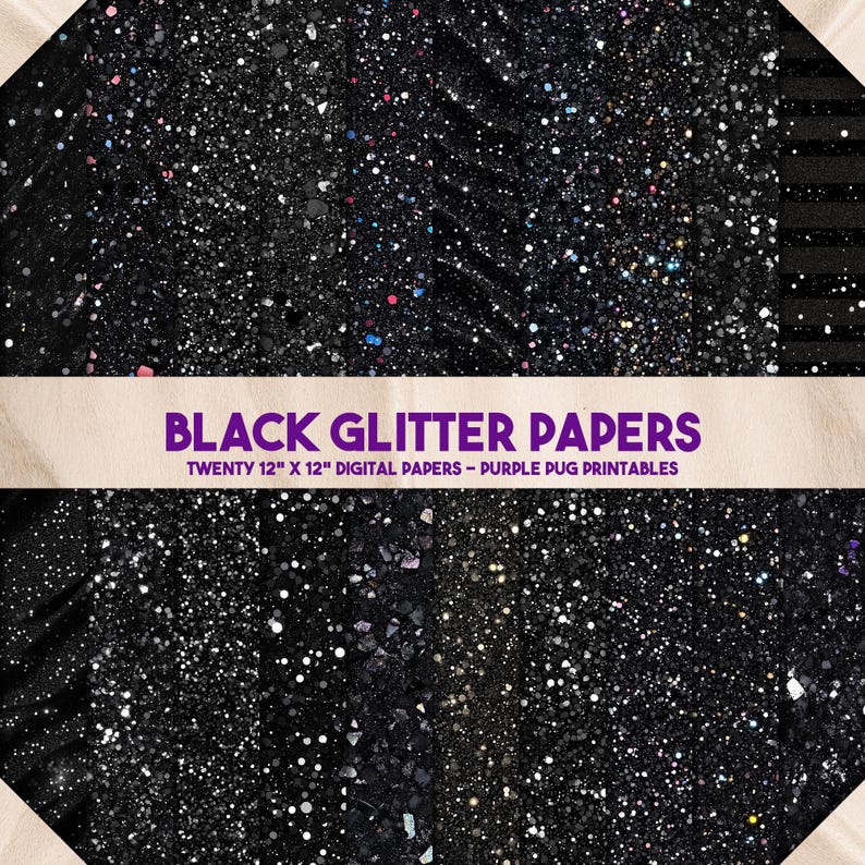 Black Glitter Papers - Seamless Glitter Digital Paper, Dark Sparkle ...