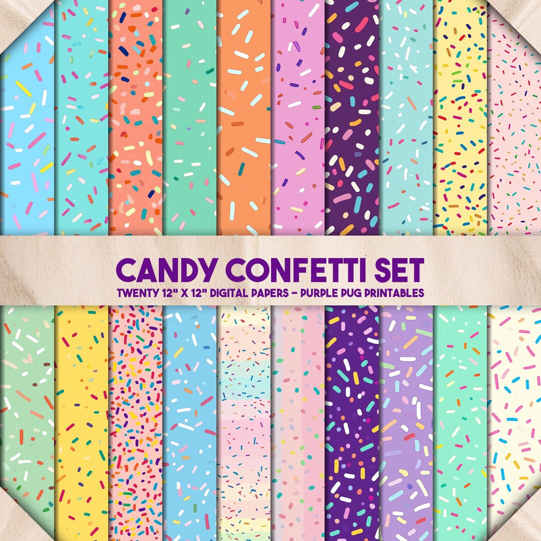 Candy Confetti Set - Candy Confetti Digital Paper, Pastel Sprinkle ...
