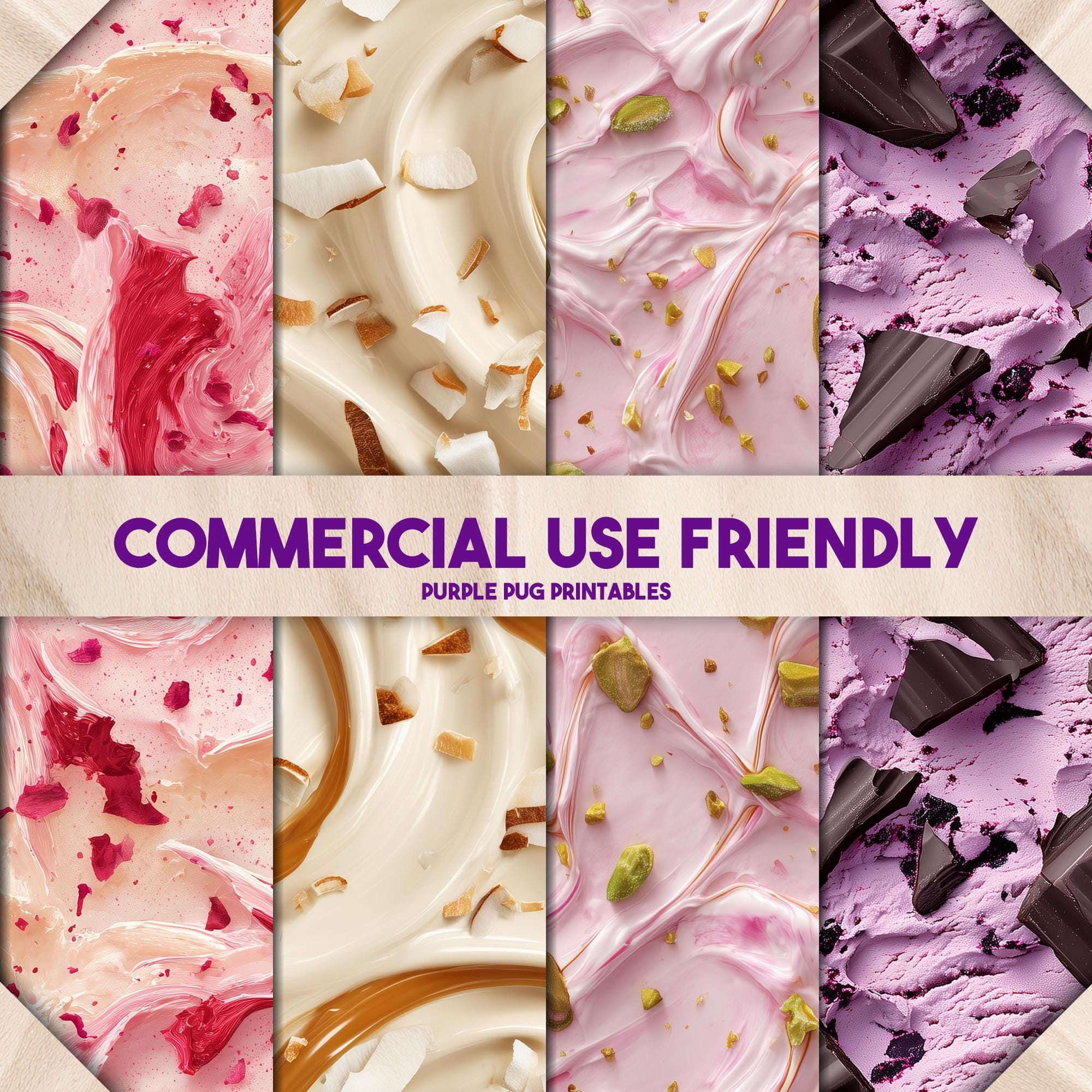 Ice Cream Textures – Seamless Realistic Ice Cream Texture Paper ...