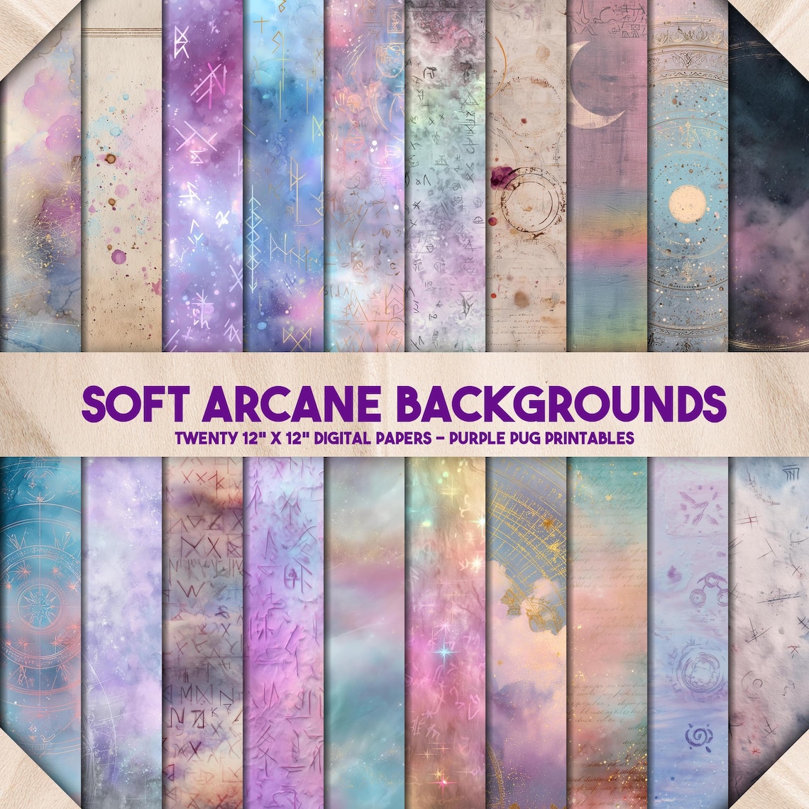 Soft Arcane Backgrounds - Digital Paper Pack, Pastel Celestial Textures ...