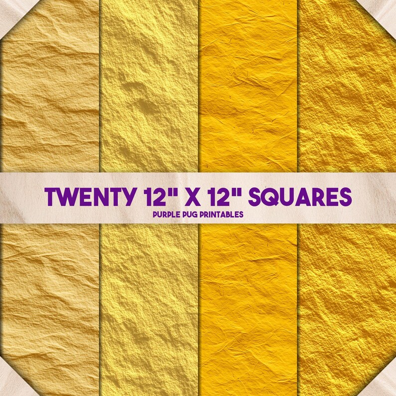 Textured Yellow Paper Set - Seamless Yellow Digital Paper, Crumpled ...