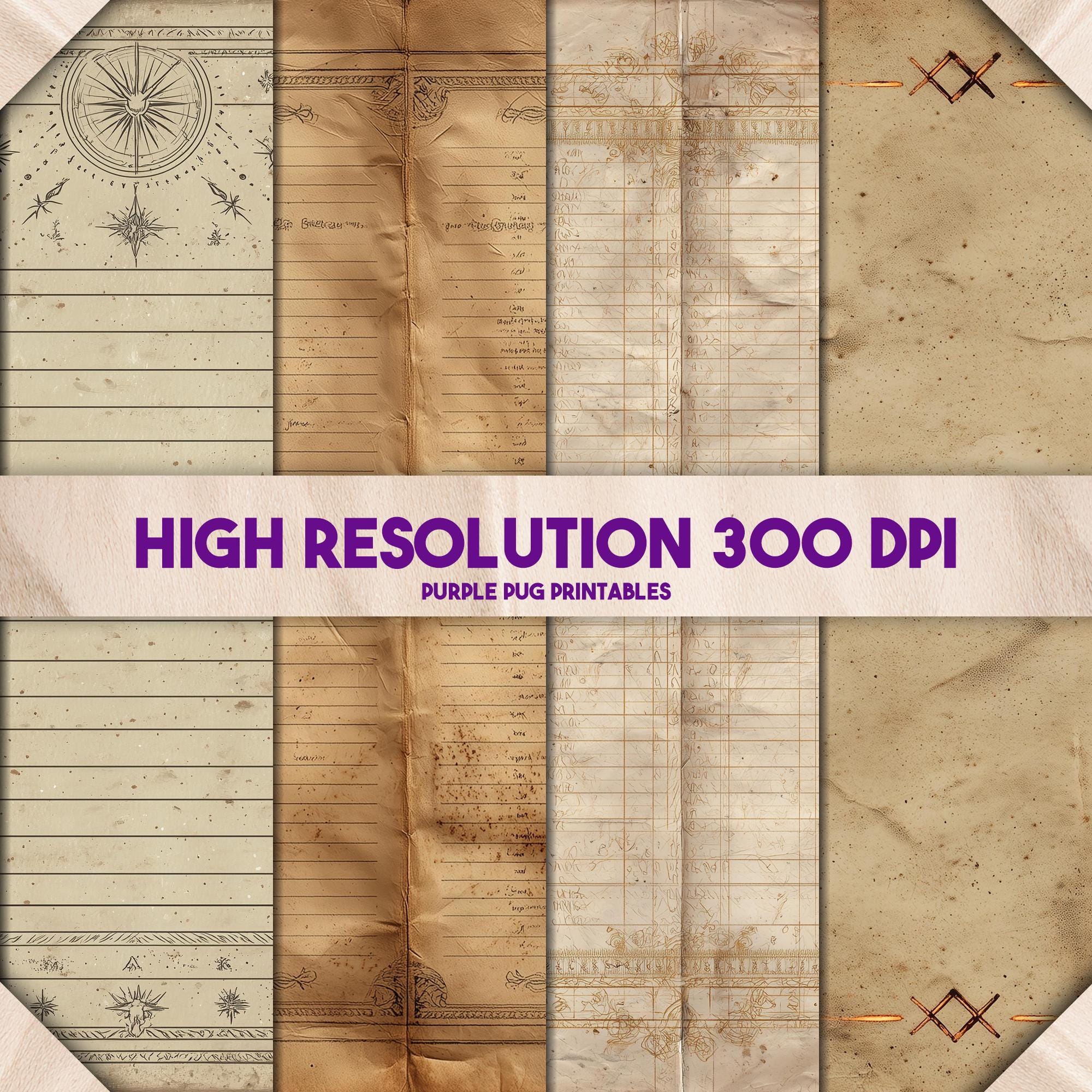 Occult Office Papers - Digital Paper, Vintage Ledger Pages, Grimoire ...