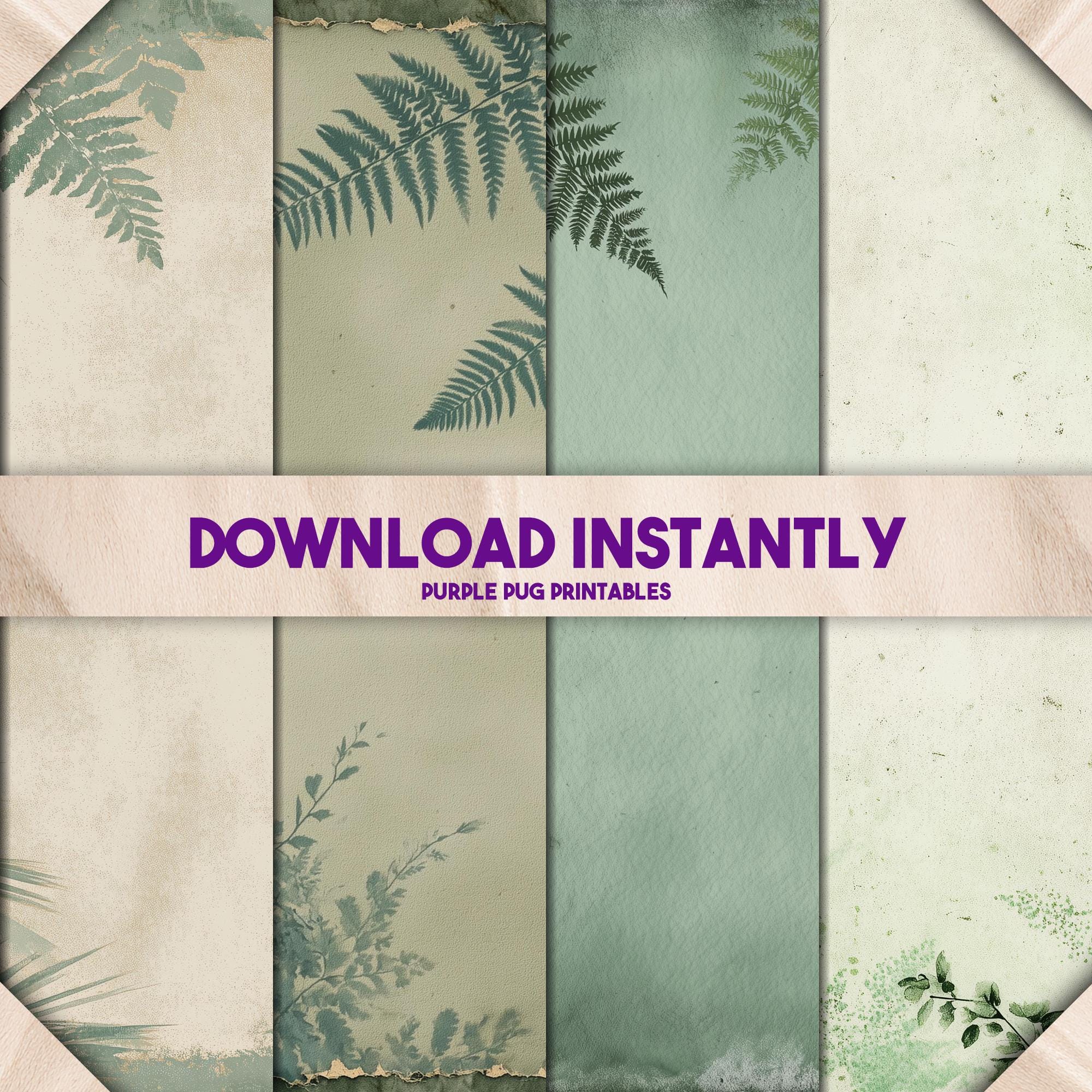 Vintage Fern Backgrounds - Botanical Digital Paper, Fern Background ...