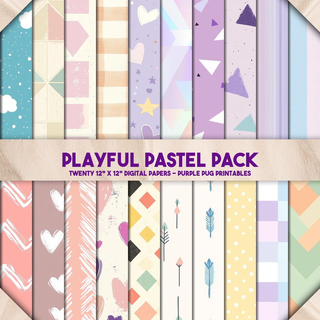 Playful Pastel Pack - Pastel Digital Paper Pack, Soft Geometric ...