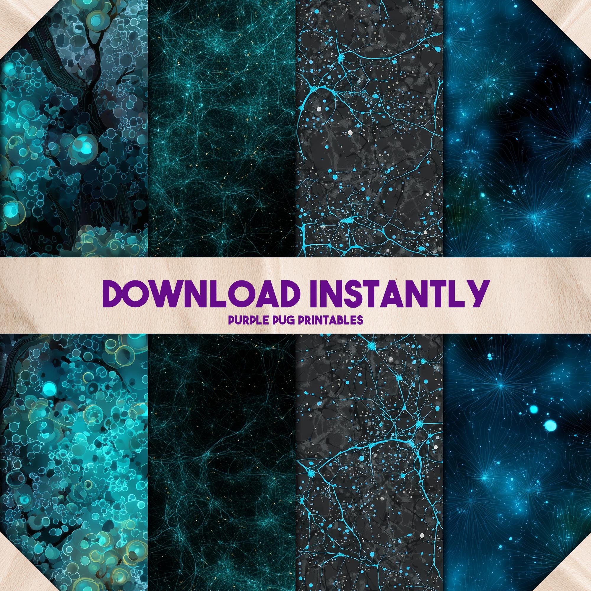 Electric Bloom Textures - Seamless Bioluminescent Forest Digital Paper ...