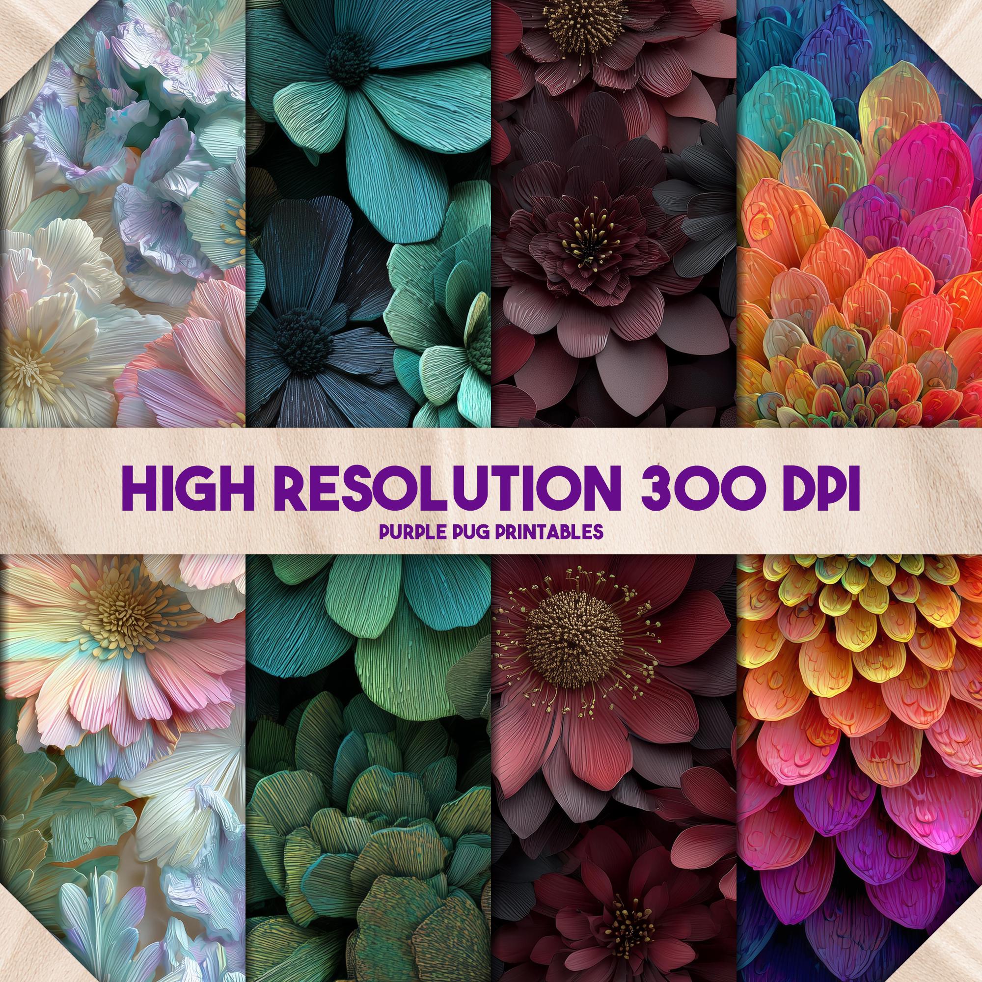 3D Floral Texture Pack - 3D Floral Digital Paper, Sculpted Flower Wall ...