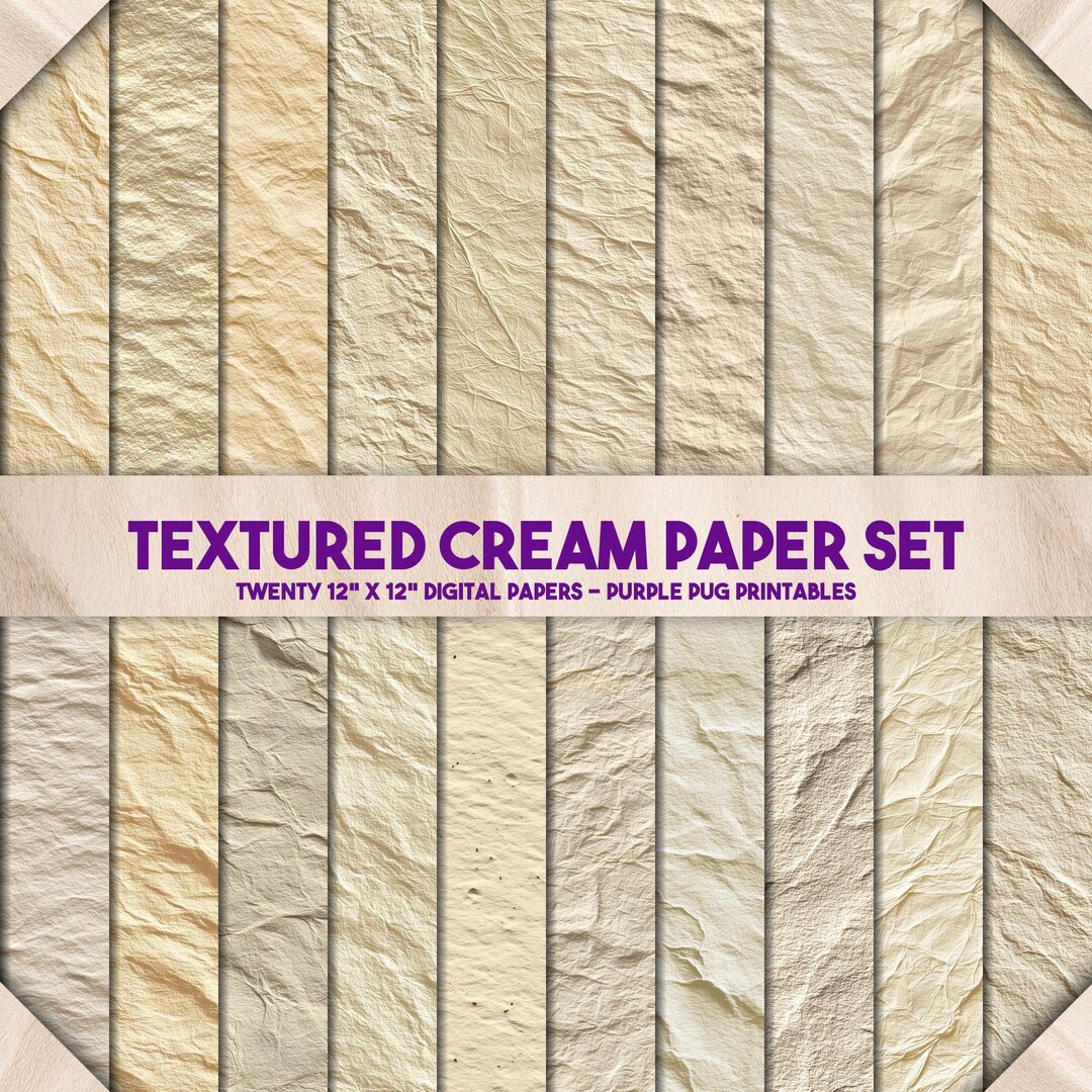 Textured Cream Paper Set - Seamless Cream Digital Paper, Neutral ...