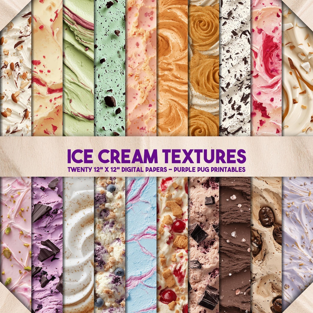 Ice Cream Textures – Seamless Realistic Ice Cream Texture Paper ...