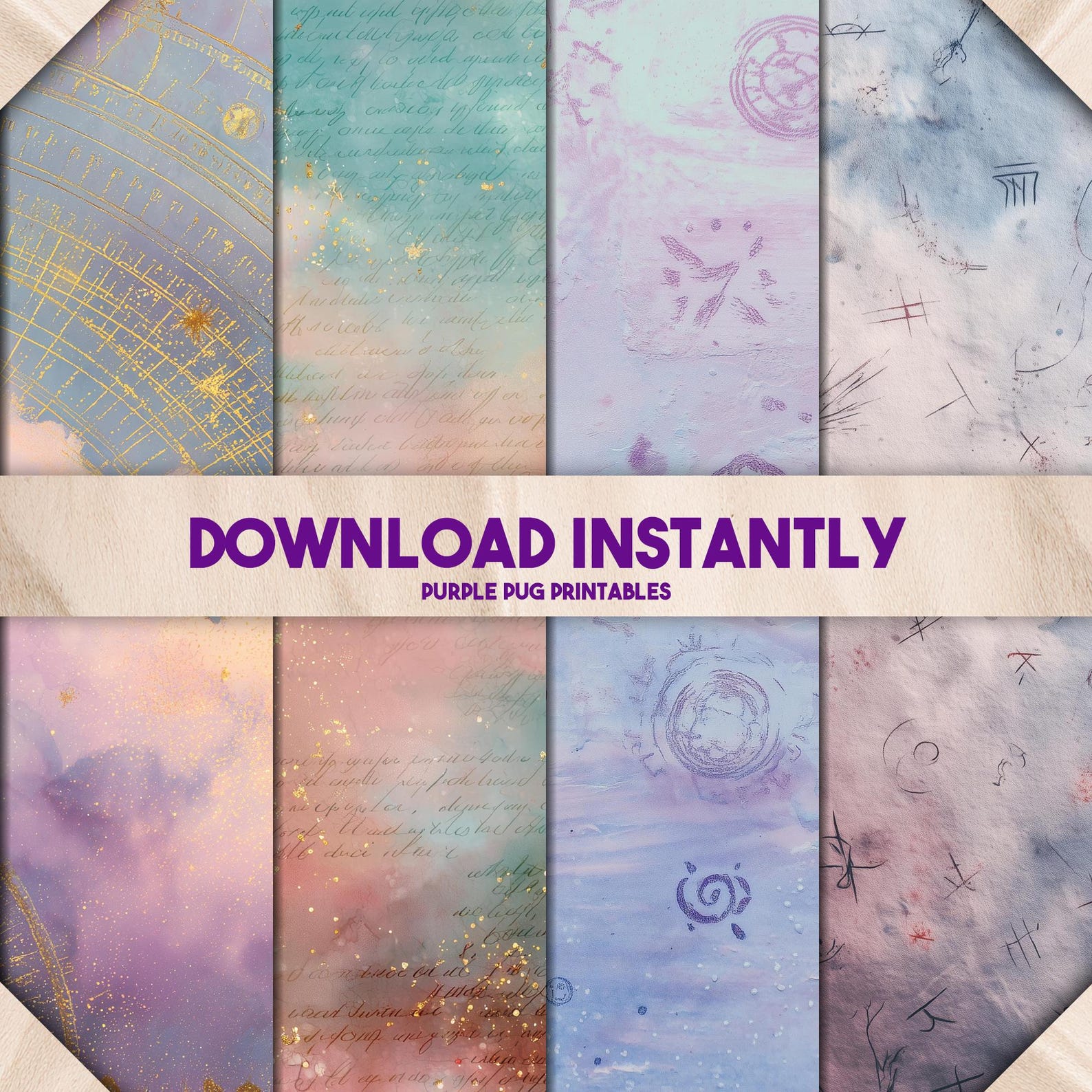 Soft Arcane Backgrounds - Digital Paper Pack, Pastel Celestial Textures ...