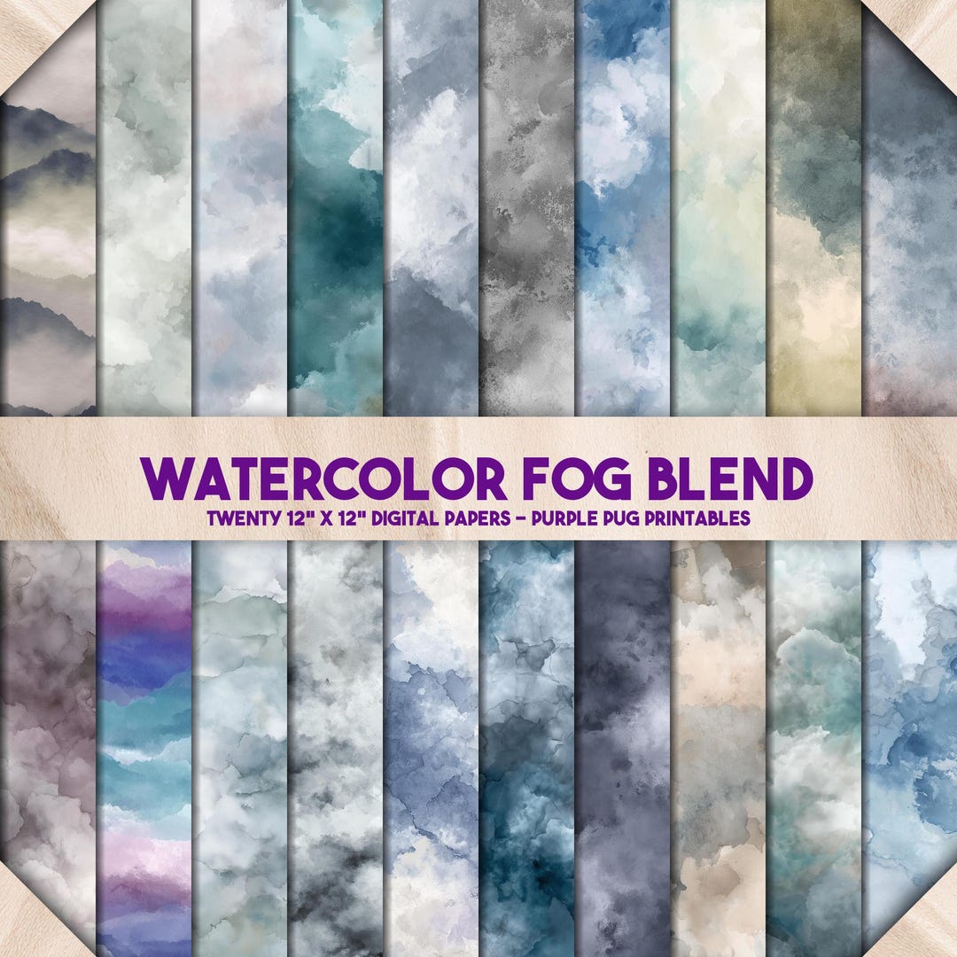 Watercolour Fog Blend - Seamless Watercolour Digital Paper, Soft Mist ...