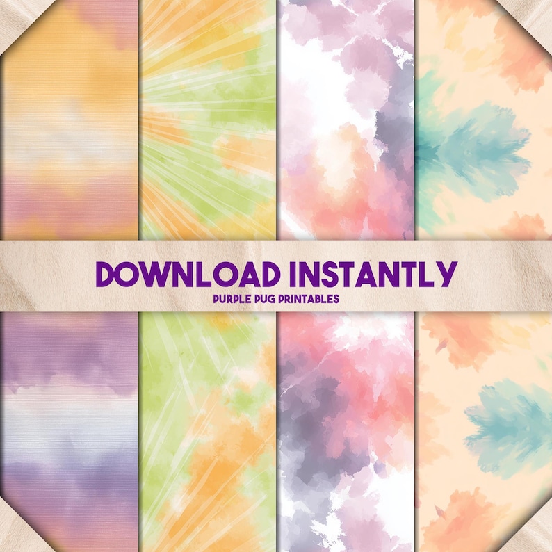 Tie Dye Dreams - Seamless Pastel Tie-dye Digital Paper Pack, Soft ...