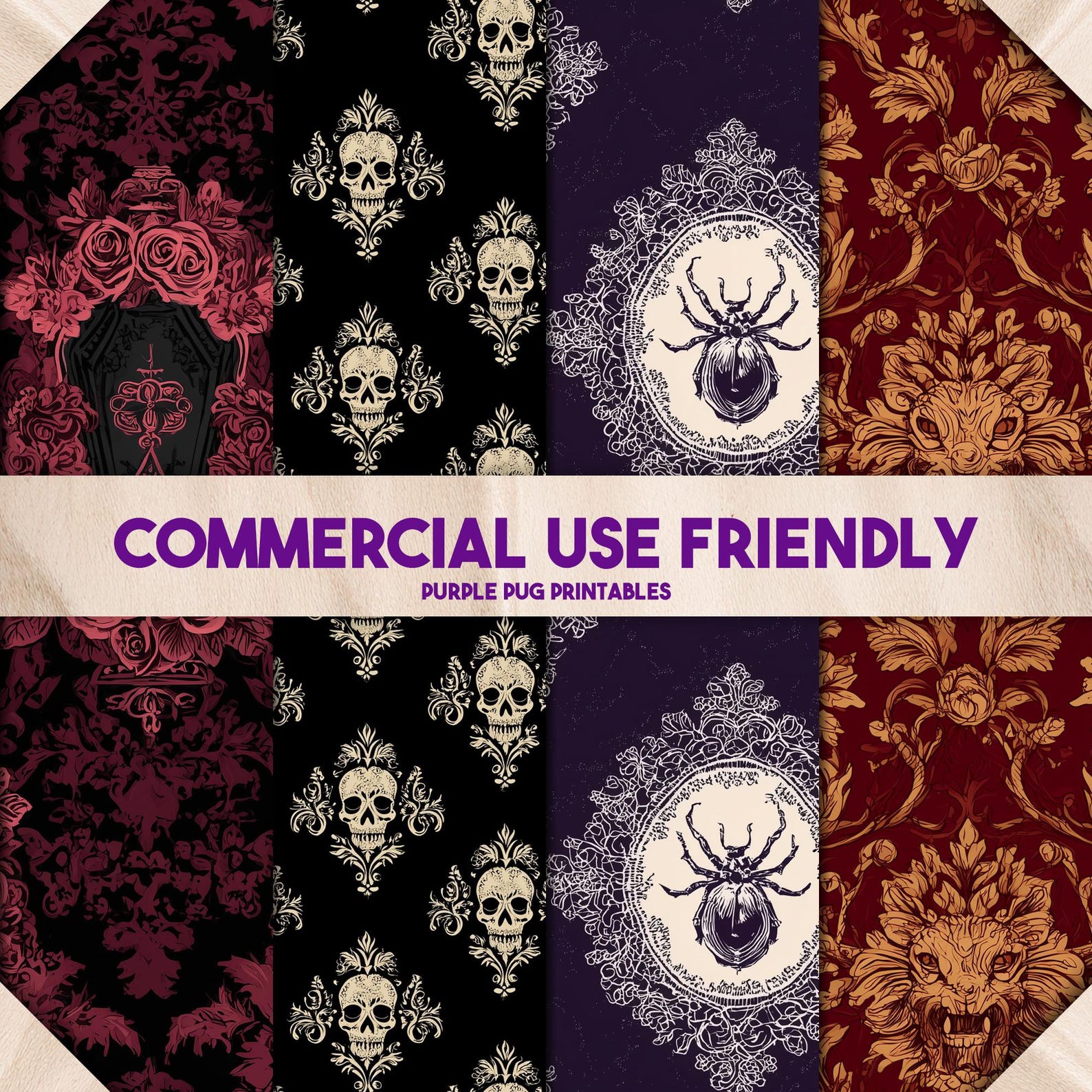 Gothic Wallpaper Pack - Seamless Gothic Victorian Digital Paper, Dark ...