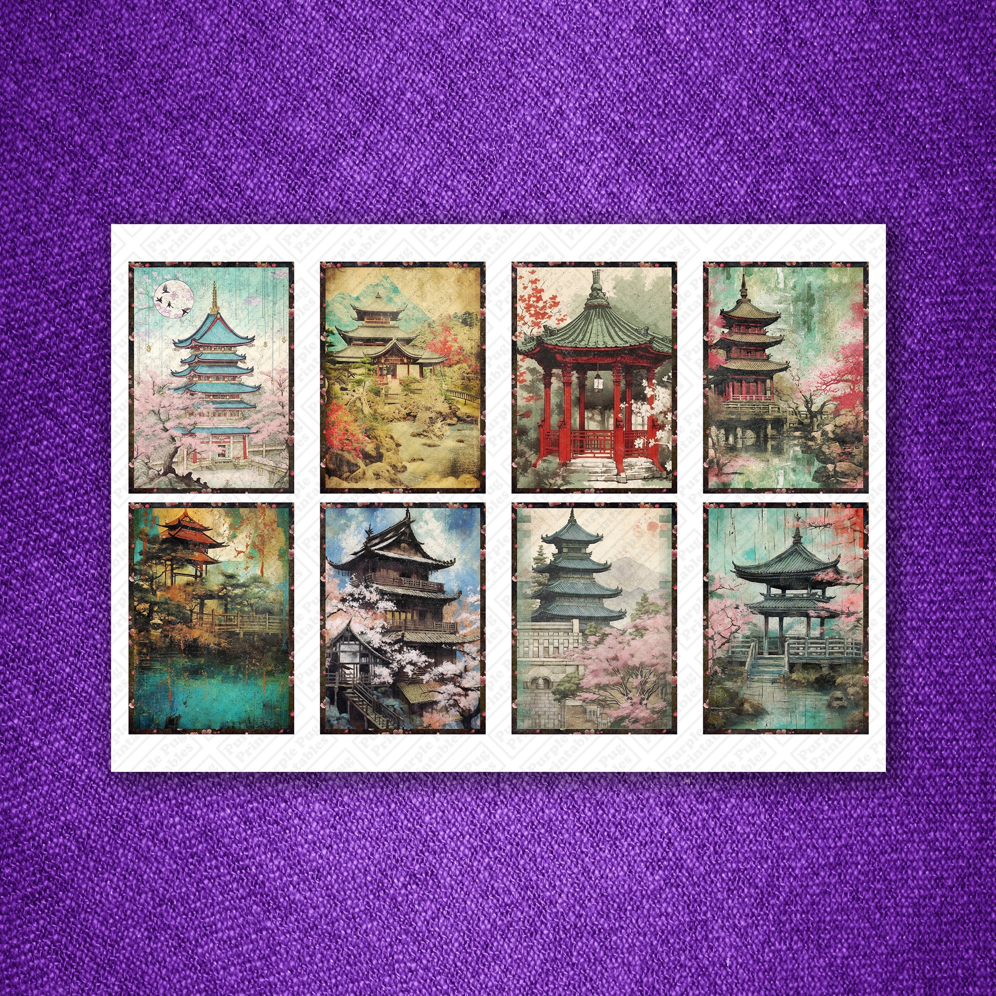Japanese Buildings ATC Cards Printable Cards Digital Ephemera for Junk ...