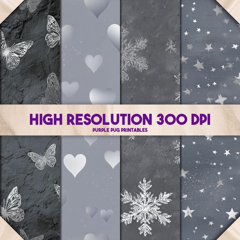 Soft Gray Paper Set – Seamless Silver Gray Digital Paper, Grayscale ...