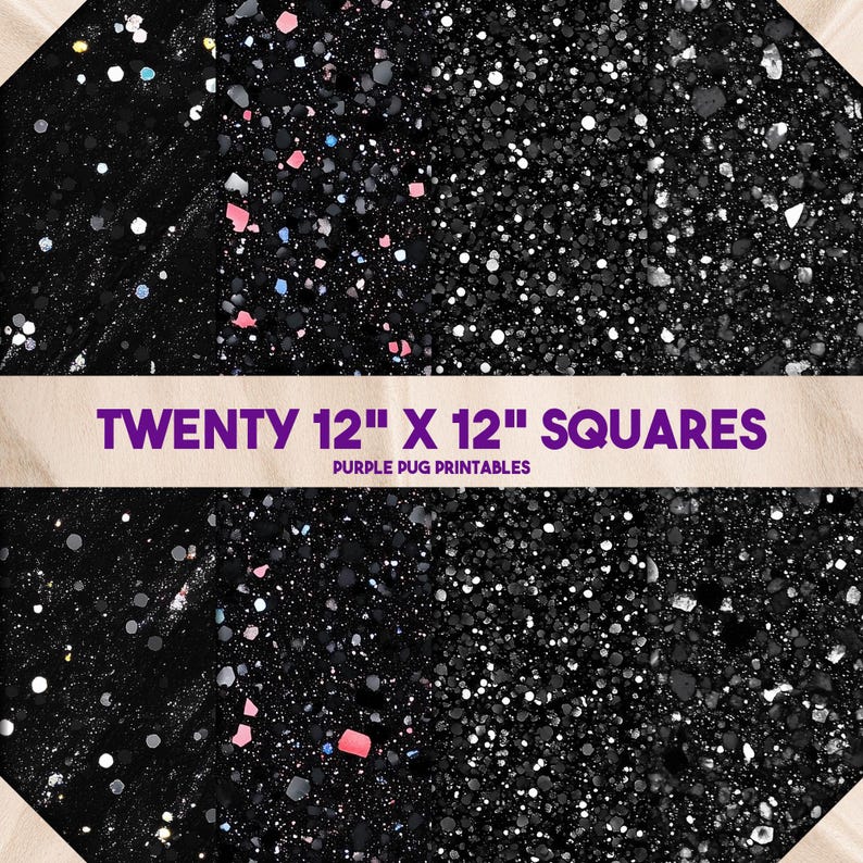 Black Glitter Papers - Seamless Glitter Digital Paper, Dark Sparkle ...