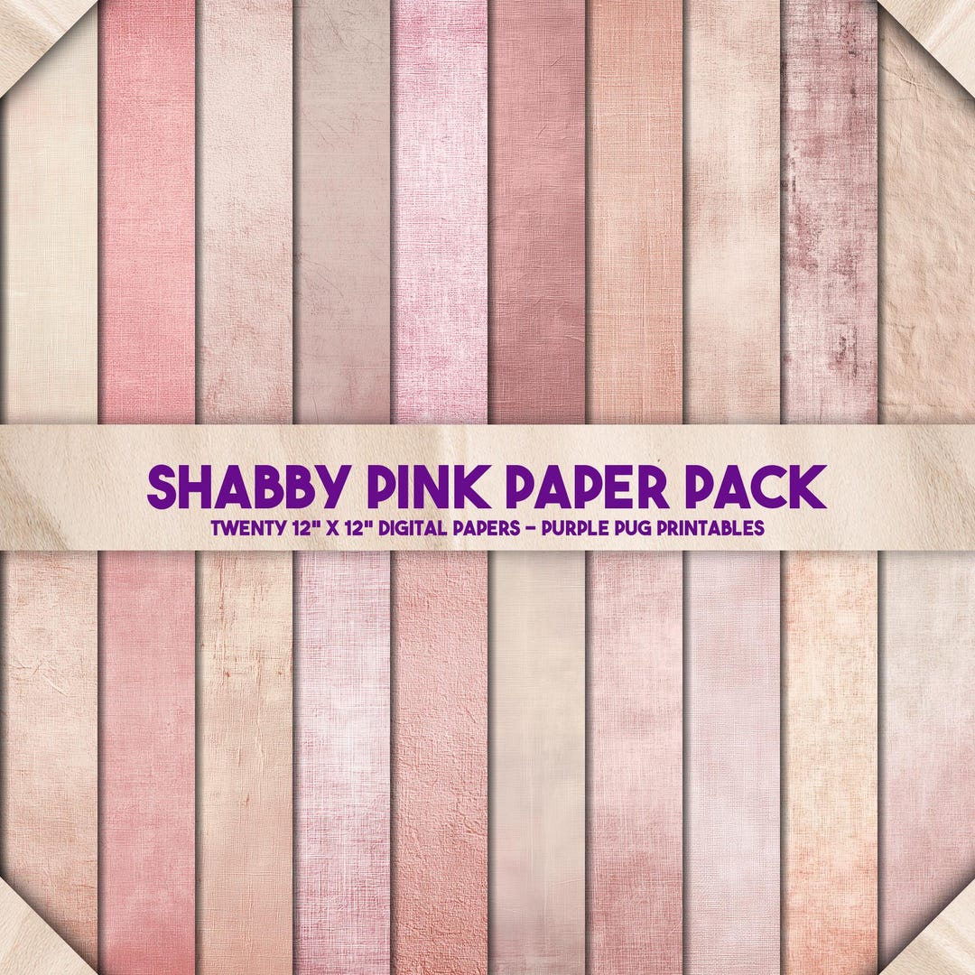 Shabby Pink Paper Pack - Vintage Pink Digital Papers, Blush Textured ...