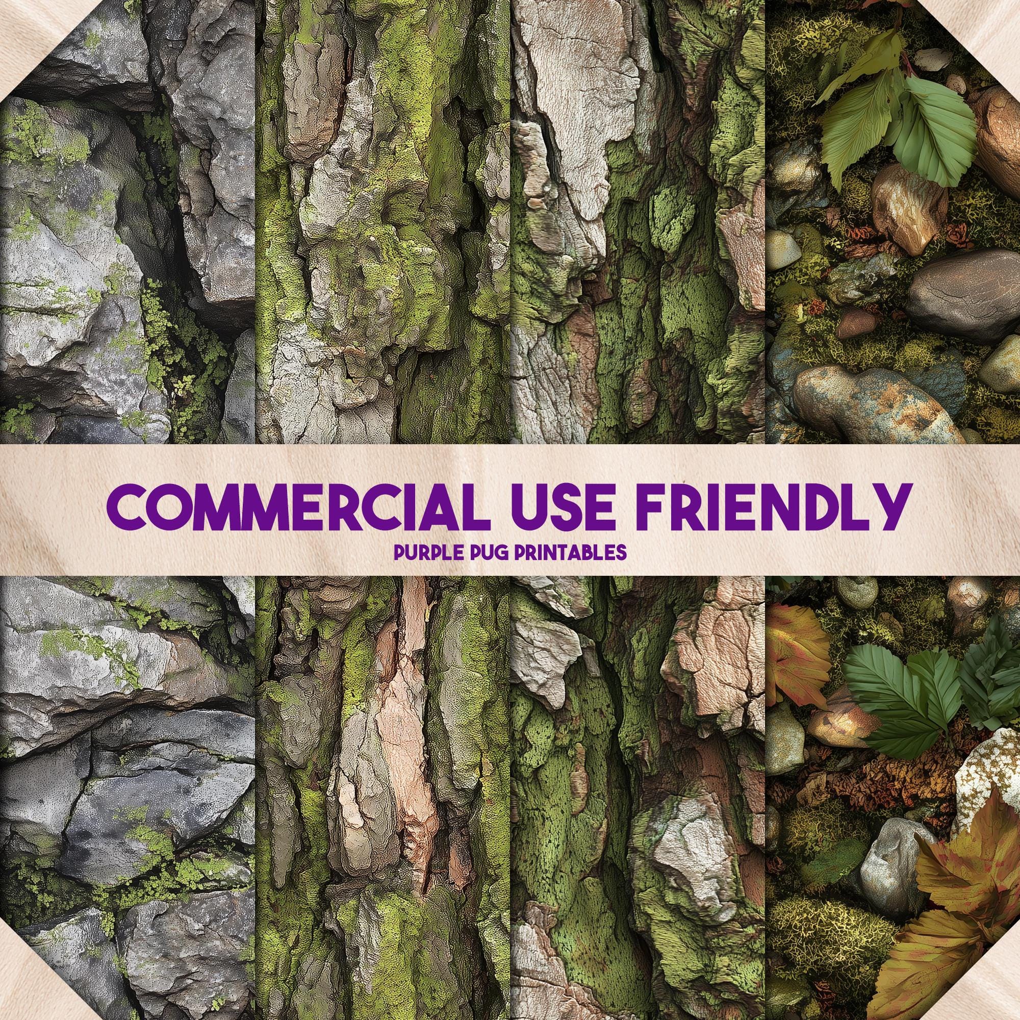 Woodland Stone & Bark- Seamless Forest Floor Textures, Mossy Bark ...