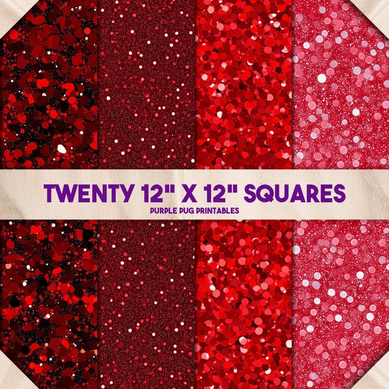 Red Glitter Papers- Seamless Red Glitter Digital Paper Pack, Shiny Red ...