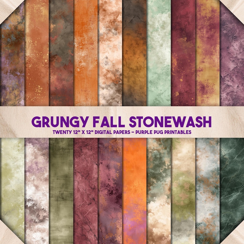 Grungy Fall Stonewash - Seamless Earthy Digital Paper, Rustic Grunge ...