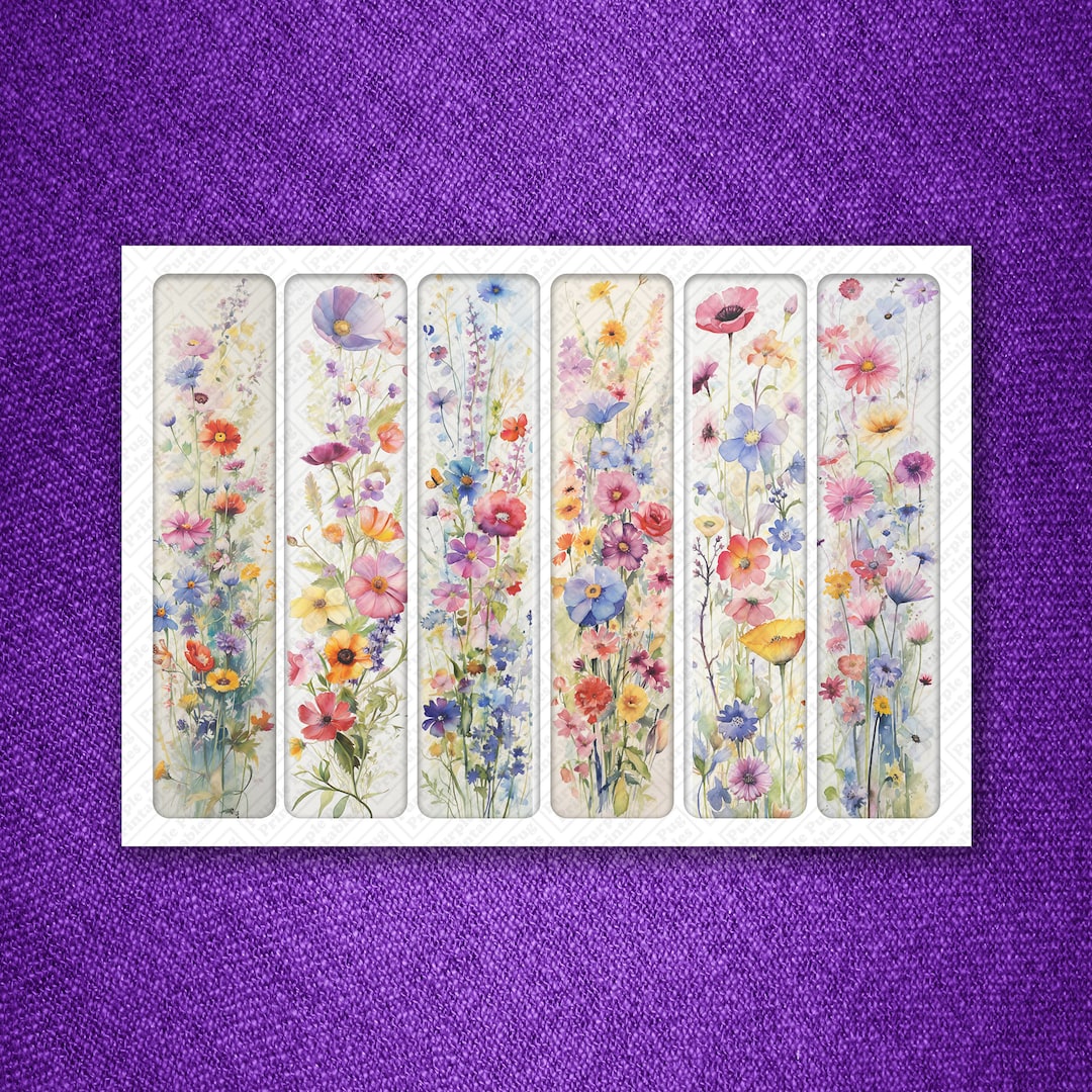 Rainbow Watercolour Wildflower Printable Bookmarks Digital - Etsy