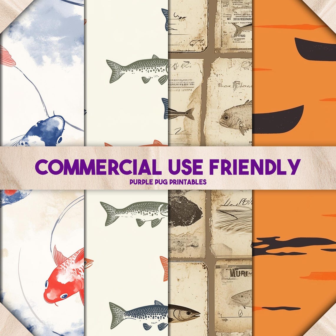 Gone Fishing – Seamless Fishing Digital Paper Pack, Angler Scrapbook ...