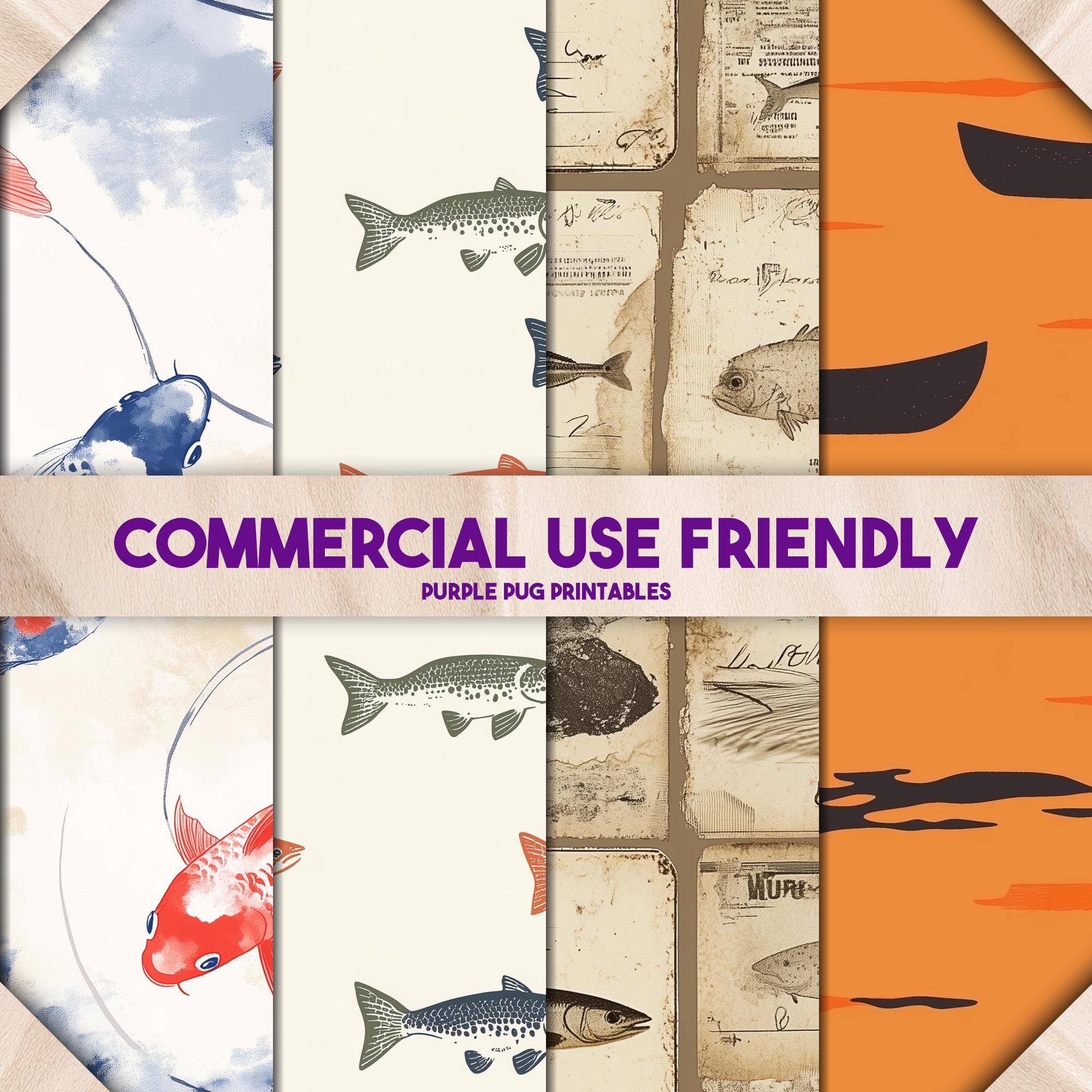 Gone Fishing – Seamless Fishing Digital Paper Pack, Angler Scrapbook ...