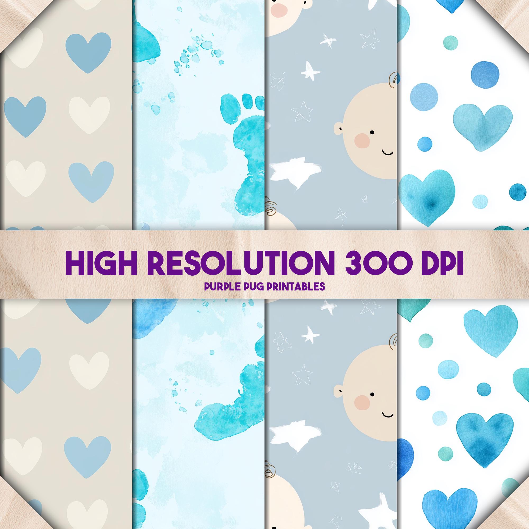Baby Boy Paper Pack – Seamless Baby Boy Digital Paper Bundle, Soft Blue ...