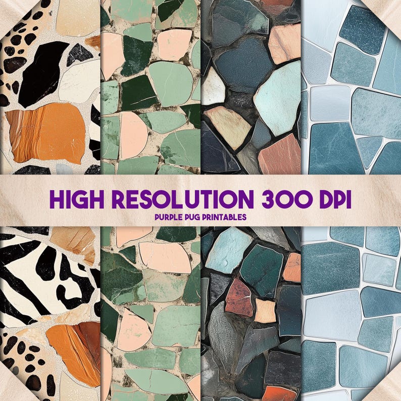 Mosaic Mix - Seamless Mosaic Digital Paper, Terrazzo Textures, Junk ...