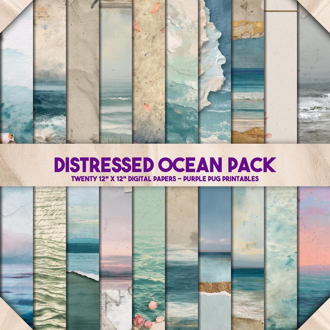 Distressed Ocean Pack - Vintage Ocean Digital Paper Pack, Distressed ...