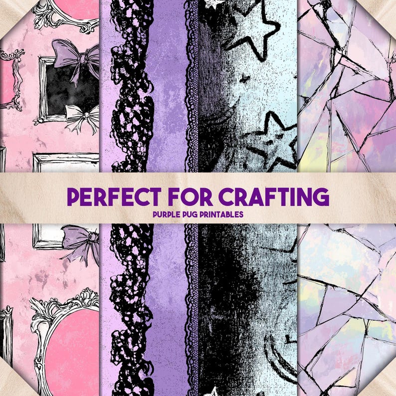 Pastel Goth - Seamless Digital Papers, Cute Skull Backgrounds, Kawaii ...
