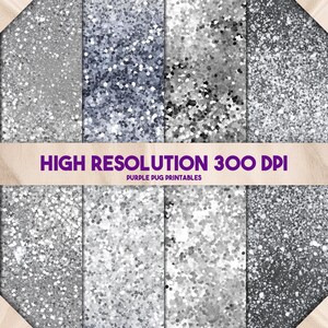 Silver Glitter Papers - Seamless Digital Paper, Gray Marble Textures ...