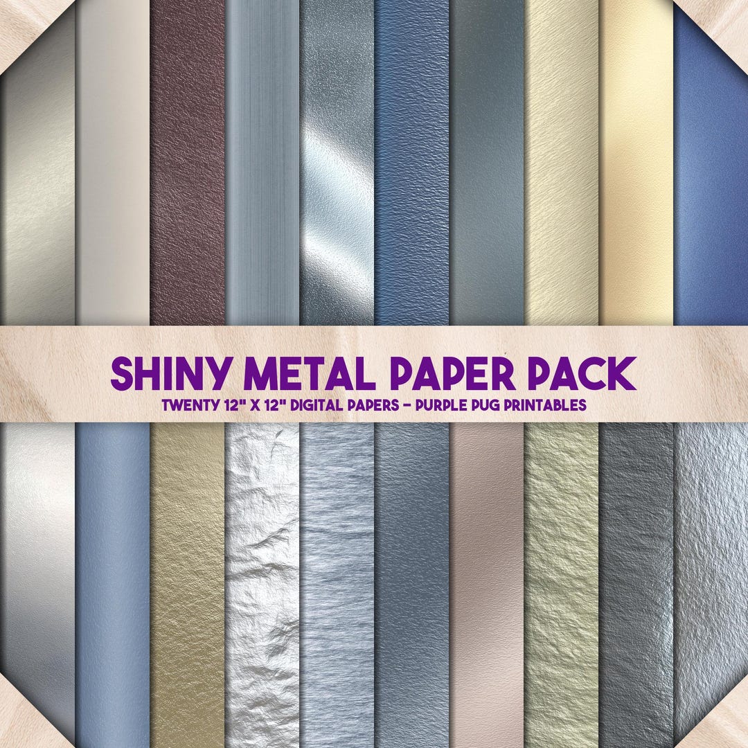 Shiny Metal Paper Pack - Seamless Metallic Foil Digital Paper, Brushed ...