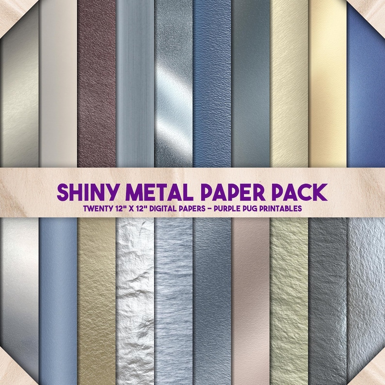 Shiny Metal Paper Pack - Seamless Metallic Foil Digital Paper, Brushed ...