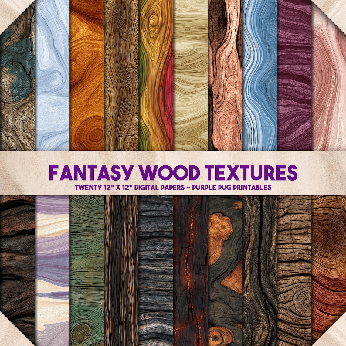 Fantasy Wood Textures – Seamless Fantasy Wood Grain Textures, Magical ...