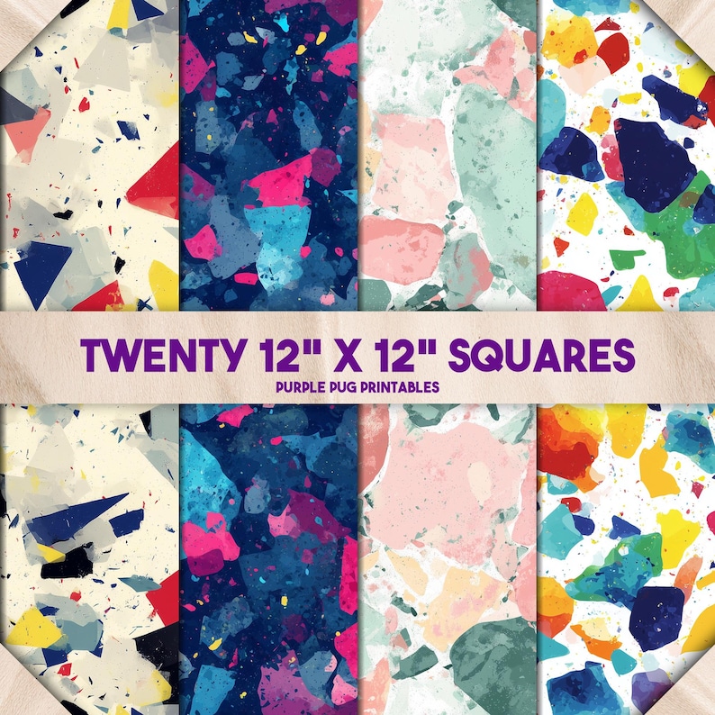 Tumbled Terrazzo - Terrazzo Digital Paper Pack, Seamless Speckled ...