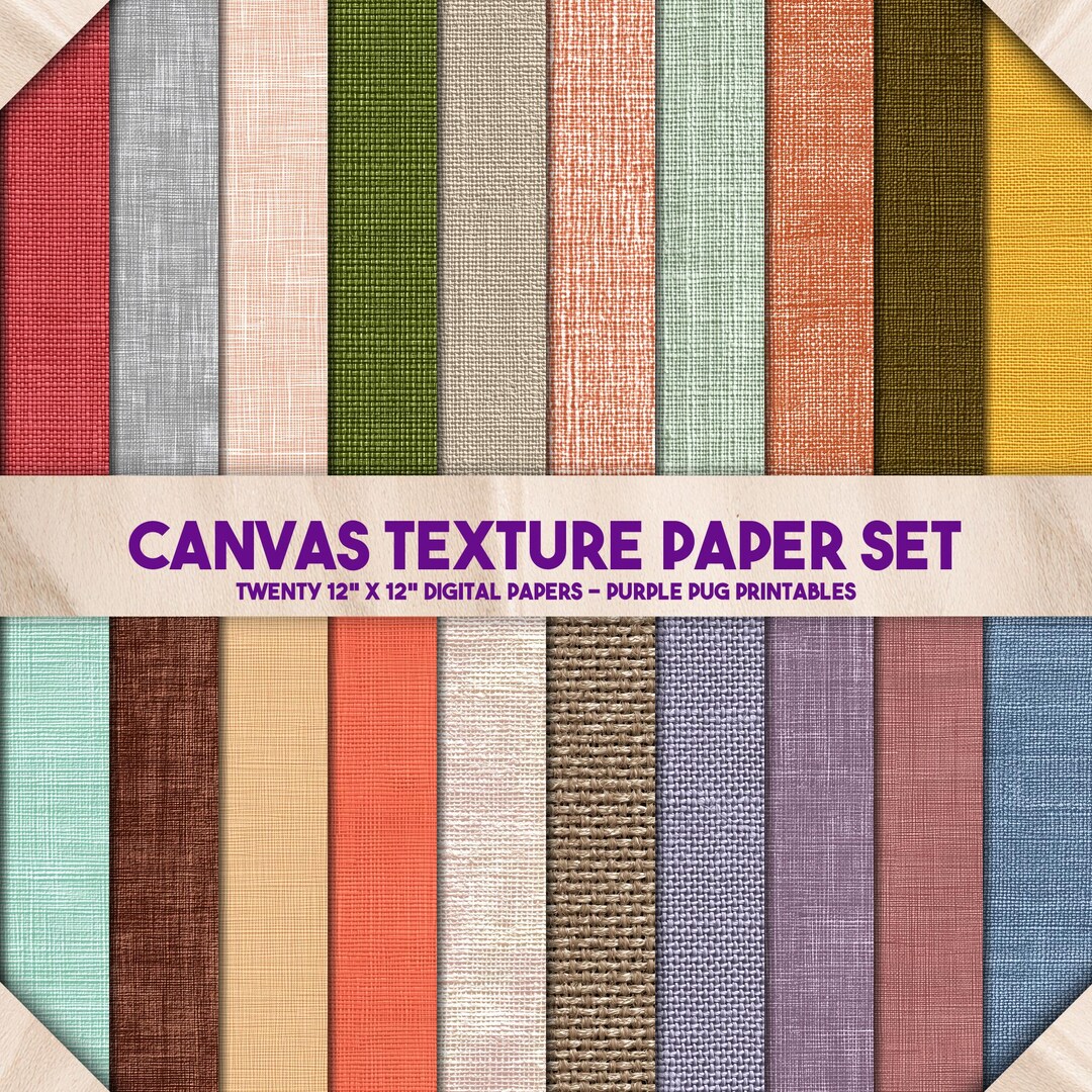 Canvas Texture Paper Set – Seamless Canvas Texture Digital Paper, Soft ...