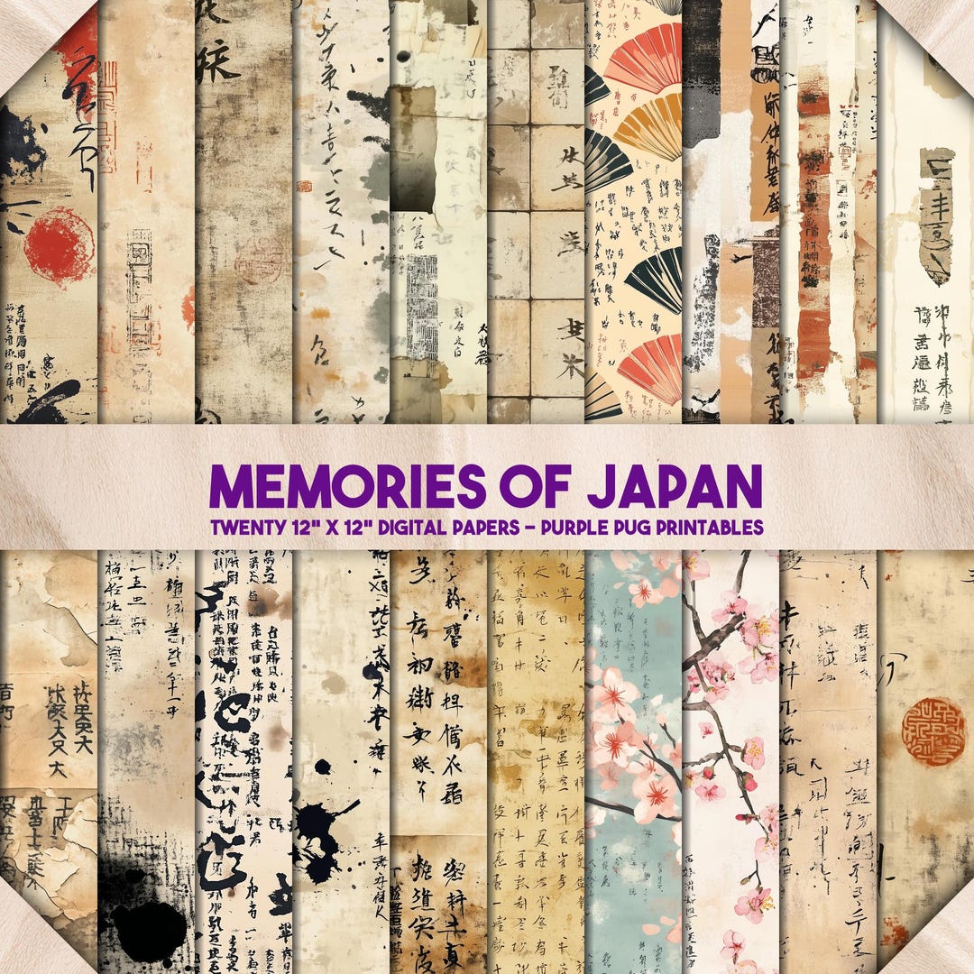 Memories of Japan - Japanese Washi Digital Paper, Sakura Blossoms ...