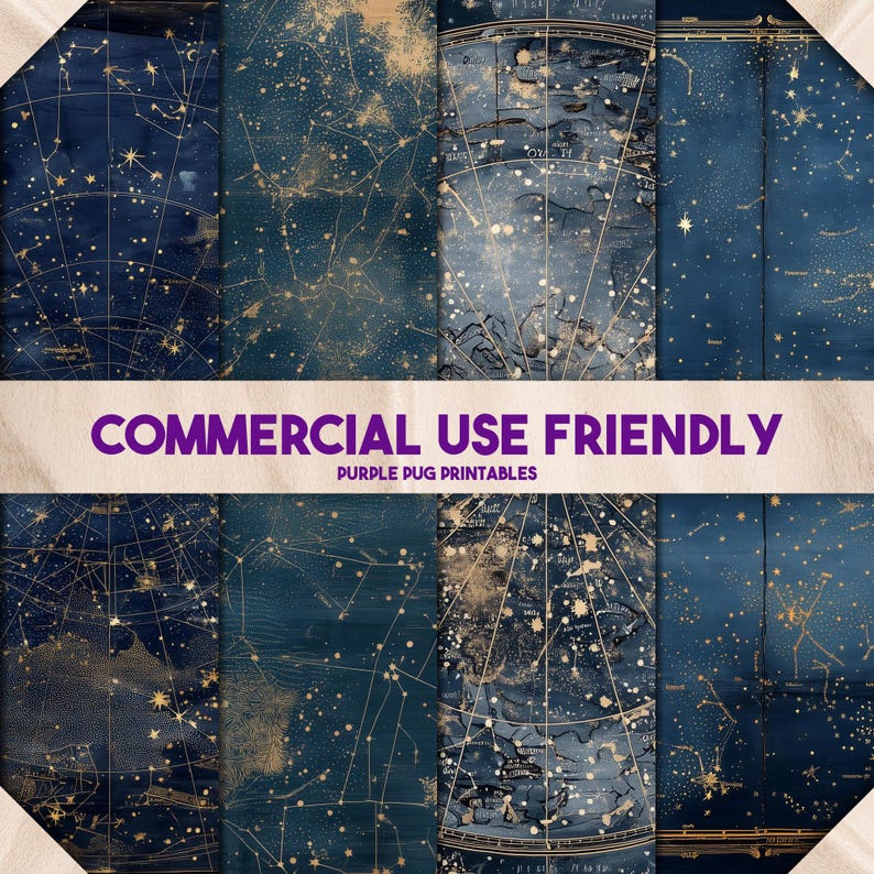 Arcane Skymaps | Celestial Digital Paper, Vintage Star Maps, Astrology ...