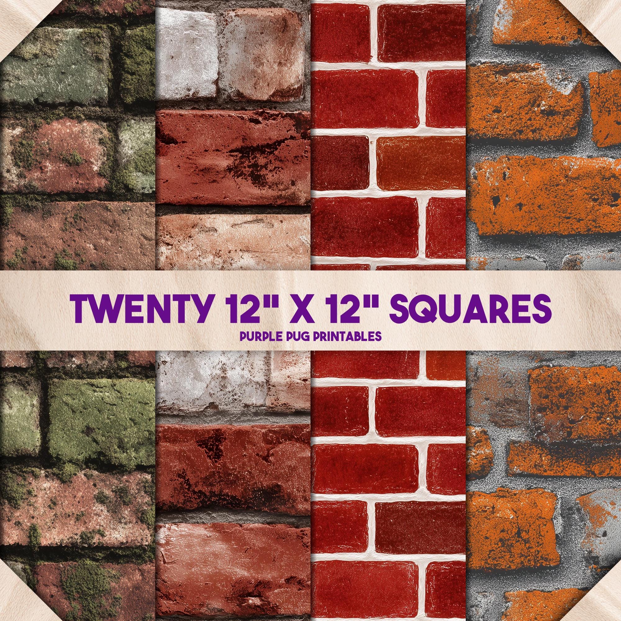 Vintage Masonry - Seamless Red Brick Digital Paper, Grunge Wall ...