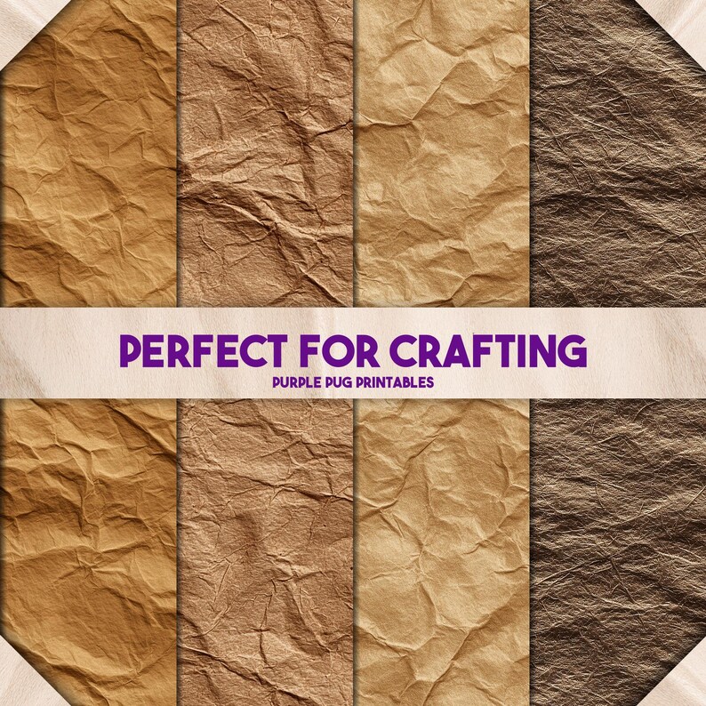 Textured Brown Paper Set- Seamless Brown Digital Paper, Rustic Kraft ...