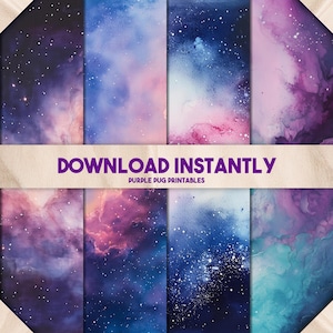 Watercolour Cosmo - Watercolour Galaxy Paper Pack, Hand Painted Nebula ...
