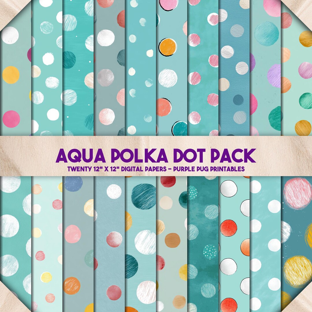 Aqua Polka Dot Pack - Seamless Hand Drawn Polka Dot Paper, Pastel Dot ...