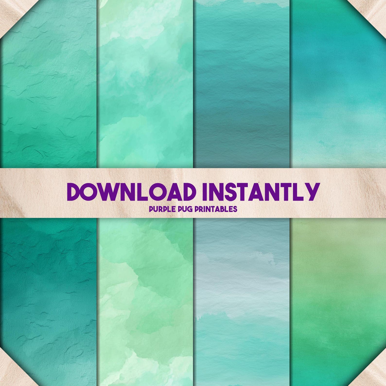 Seafoam Green Ombre - Aqua Blue Watercolour Paper, Ocean Ombre Digital ...