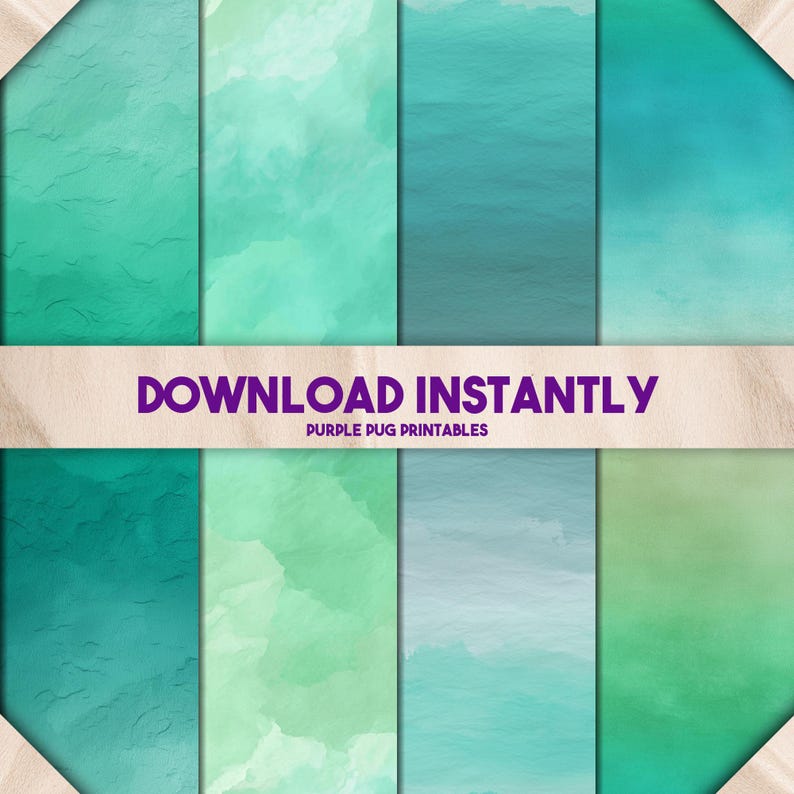 Seafoam Green Ombre - Aqua Blue Watercolour Paper, Ocean Ombre Digital ...
