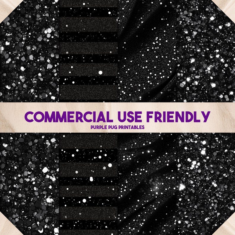 Black Glitter Papers - Seamless Glitter Digital Paper, Dark Sparkle ...