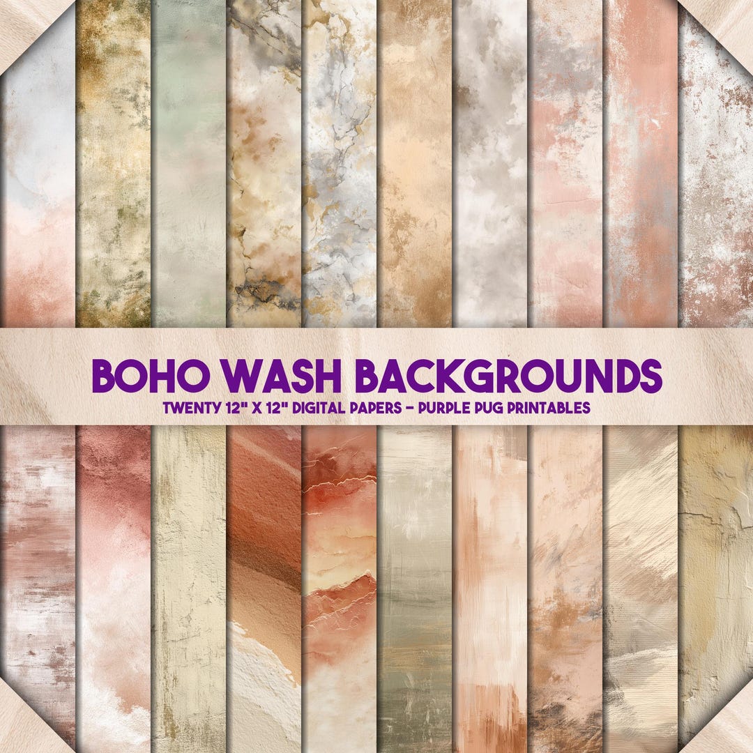 Boho Wash Backgrounds - Neutral Watercolor Paper Pack, Boho Textured ...