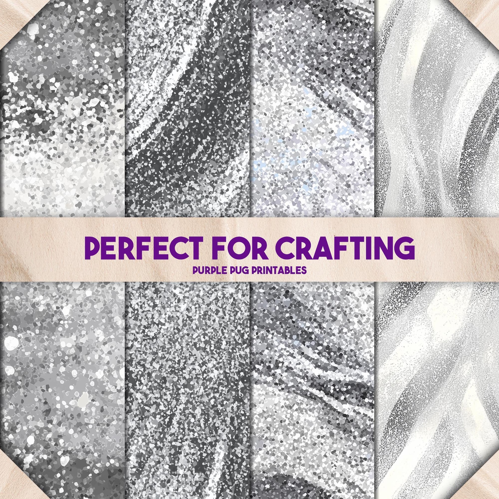 Silver Glitter Papers - Seamless Digital Paper, Gray Marble Textures ...