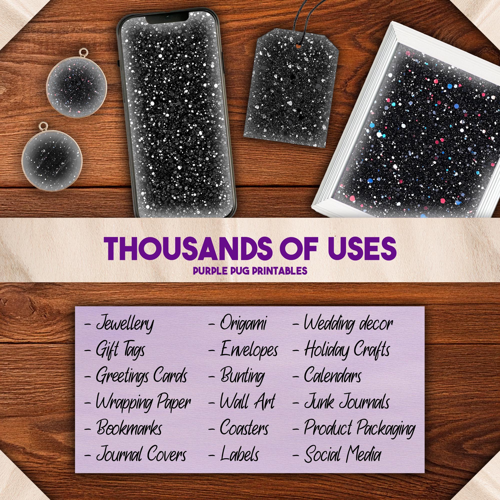 Black Glitter Papers - Seamless Glitter Digital Paper, Dark Sparkle ...